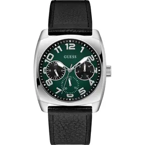 Guess Xander Leather Strap Watch - Black