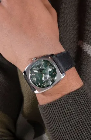 Guess Xander Leather Strap Watch