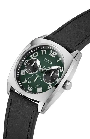 Guess Xander Leather Strap Watch