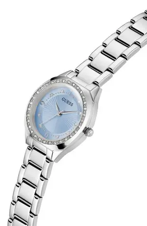 Guess Crystal Bezel & Markers Bracelet Watch - Ice Blue