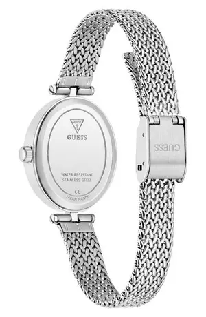 Guess Ruby Oval Mesh Strap Watch - Silver Tone