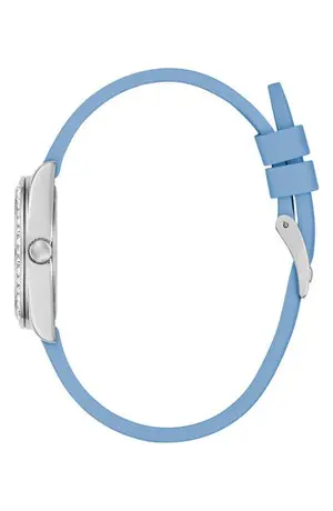 Guess Mini Luna Silicone Strap Watch - Ice Blue