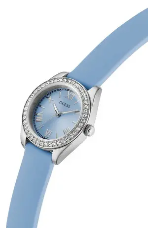 Guess Mini Luna Silicone Strap Watch - Ice Blue