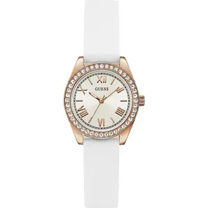 Guess Mini Luna Silicone Strap Watch - White