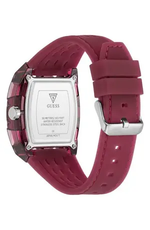 Guess Phoenix Translucent Tonneau Multifunction Silicone Strap Watch