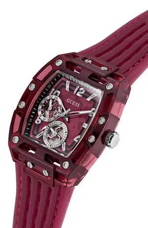 Guess Phoenix Translucent Tonneau Multifunction Silicone Strap Watch