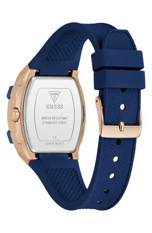 Guess Multifunction Silicone Strap Watch - Blue