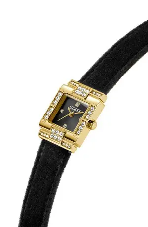 Guess Taylor Square Leather Strap Watch