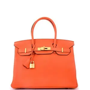 Hermès Birkin Handbag Clemence With Gold Hardware 30 - Orange