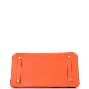 Hermès Birkin Handbag Clemence With Gold Hardware 30 - Orange