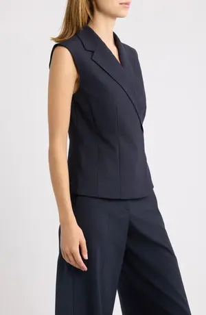 Theory Hourglass Stretch Wool Vest - Deep Navy - G8e
