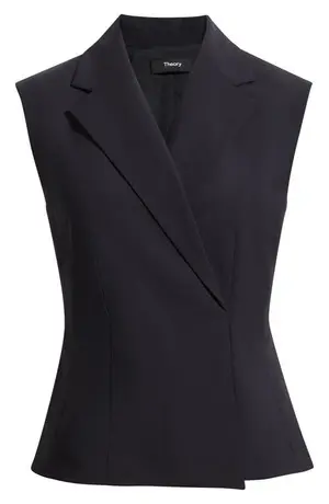 Theory Hourglass Stretch Wool Vest - Deep Navy - G8e