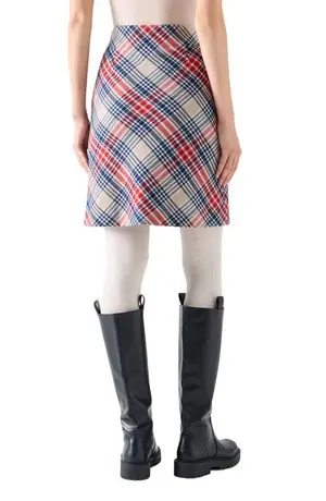 Akris Plaid Tweed A-line Skirt