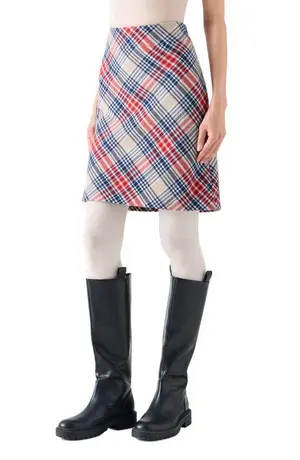 Akris Plaid Tweed A-line Skirt