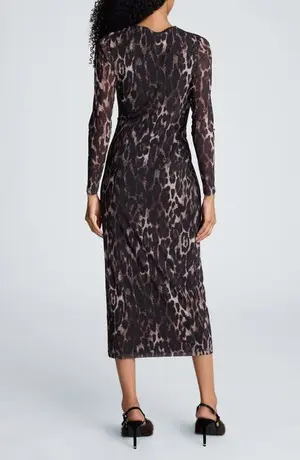 KENNETH COLE Knot Front Mesh Midi Dress