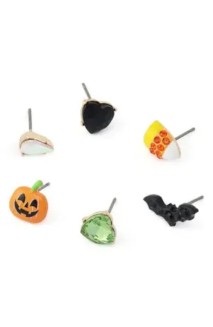 Betsey Johnson Set Of Six Halloween Stud Earrings