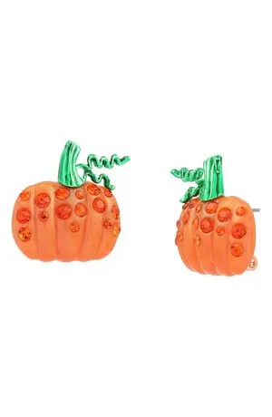 Betsey Johnson Pumpkin Stud Earrings - Orange