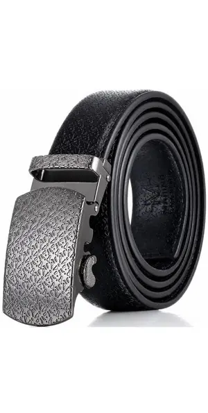 MIO MARINO Mio Marino Soft-Flex Genuine Leather Ratchet Belt With Brushed Metal Automatic Buckle Mosaic