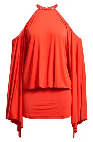 JADED LONDON Beaded Halter Batwing Mini Dress
