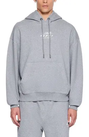 L/AB C/O OFF-WHITE Off- Diagonal Stripe Logo Cotton French Terry Graphic Hoodie - Heather Grey