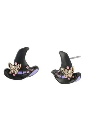 Betsey Johnson Witch Hat Stud Earrings - Black
