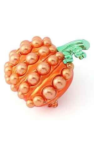 Betsey Johnson Imitation Pearl Pumpkin Brooch