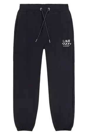 L/AB C/O OFF-WHITE Diagonal Stripe Logo Cotton French Terry Joggers - Black