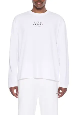 L/AB OFF-WHITE Diagonal Stripe Logo Cotton French Terry Joggers - White