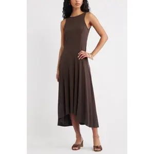 OPEN EDIT High-low Sleeveless Midi Dress - Brown Seal
