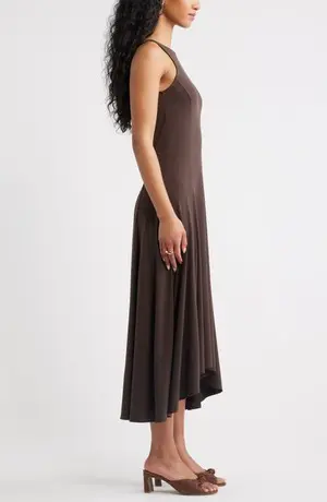 OPEN EDIT High-low Sleeveless Midi Dress - Brown Seal
