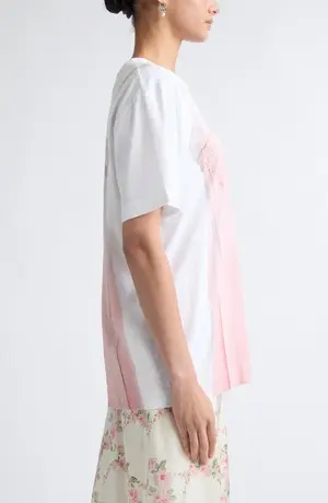 Simone Rocha Cotton T-shirt With Satin Slipdress Graphic - White/soft Pink