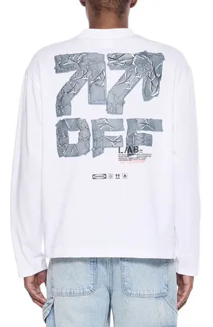 L/AB C/O OFF-WHITE Off Active Tape Appliqué Long Sleeve Graphic T-shirt
