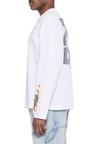 L/AB C/O OFF-WHITE Off Active Tape Appliqué Long Sleeve Graphic T-shirt