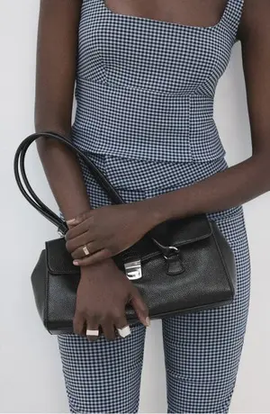 Mango Victoria Gingham Square Neck Top