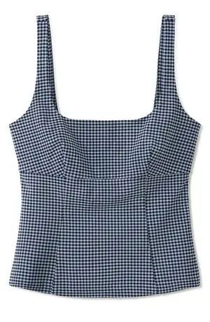 Mango Victoria Gingham Square Neck Top