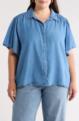 BEACHLUNCHLOUNGE Greyson Short Sleeve Shirt - Medium Wash