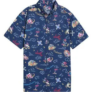 KAHALA In4mation Short Sleeve Button-down Shirt - Navy