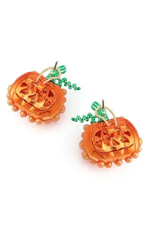 Betsey Johnson Imitation Pearl Pumpkin Stud Earrings