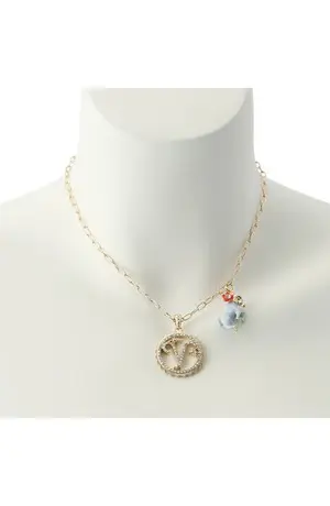 Betsey Johnson Gemini Charm Pendant Necklace - Light Blue-aries