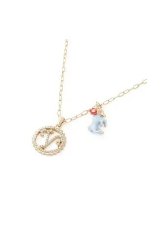 Betsey Johnson Gemini Charm Pendant Necklace - Light Blue-aries