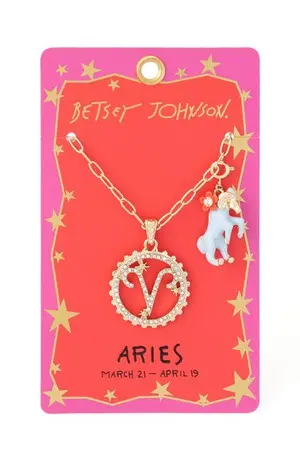 Betsey Johnson Gemini Charm Pendant Necklace - Light Blue-aries