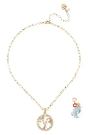 Betsey Johnson Gemini Charm Pendant Necklace - Light Blue-aries