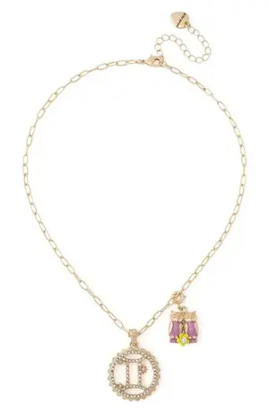 Betsey Johnson Gemini Charm Pendant Necklace - Light Pink-gemini