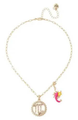 Betsey Johnson Gemini Charm Pendant Necklace - Pink-scorpio