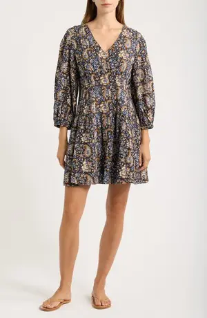 Madewell Paisley Floral Long Sleeve Cotton Dress