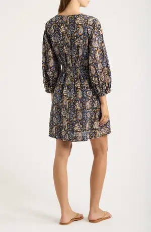 Madewell Paisley Floral Long Sleeve Cotton Dress