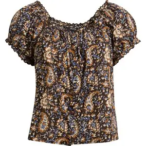 Madewell Paisley Cotton Top - Molasses