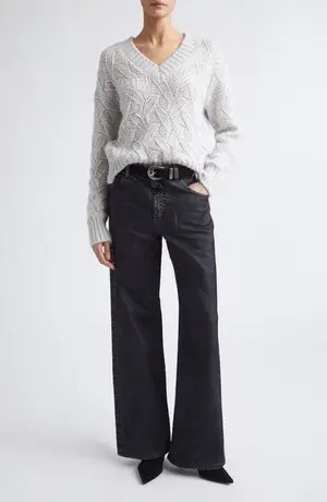 Eleventy High Waist Wide Leg Jeans