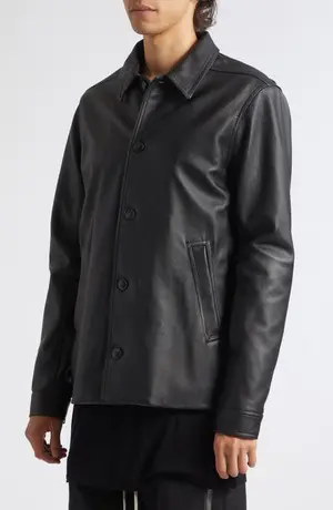 Rick Owens Brad Leather Button-up Jacket