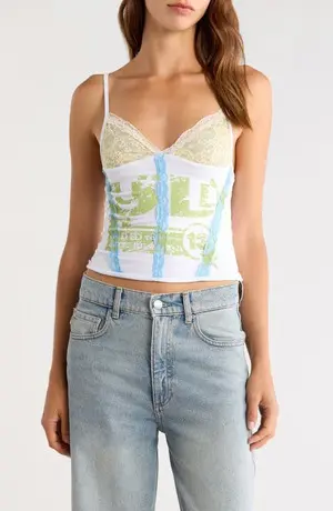 JADED LONDON White Jersey Camisole With Lace Detail